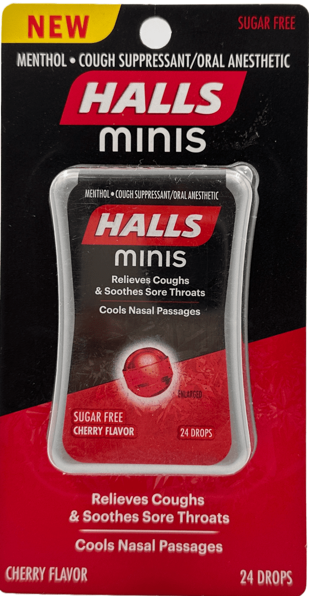 Halls Minis Cough Drops - Cherry - 24 Drops
