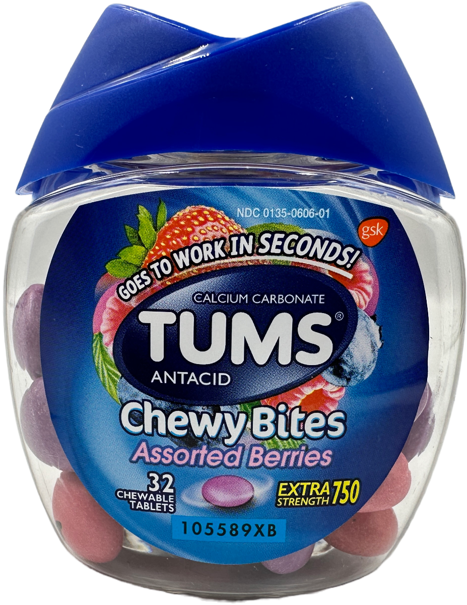 Tums Antacid Chewy Bites Assorted Berries- 32 Chewable Tablets